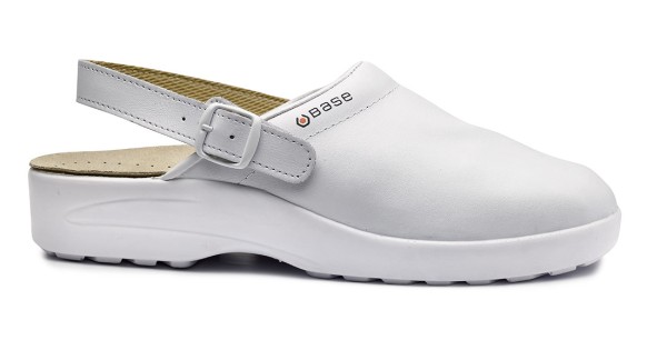 Saboti premium din piele, albi, Base OB SRC | Feelbox